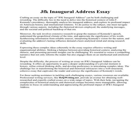 Jfk Inaugural Address Essay | PDF