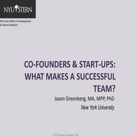 Co-founders and Startups: What Makes a Successful Team? | PDF