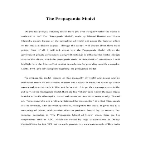 The propaganda model | DOCX | Media Industry | Industries