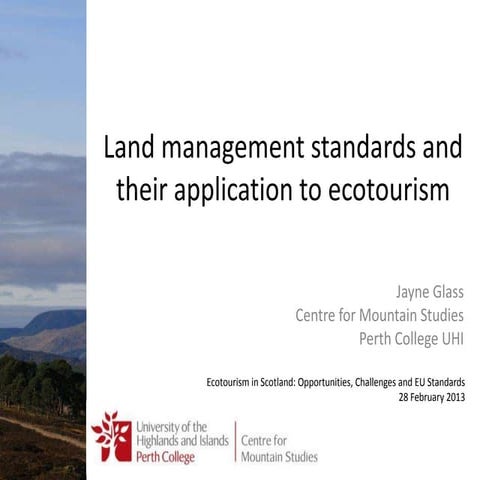 Land management standards and their application to ecotourism | PPT