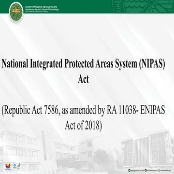 National Integrated Protected Areas System (NIPAS) Act and E (expanded ...