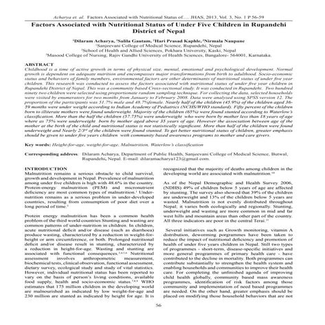 Nutritional Status of Under Five Children in Rupendahi | PDF