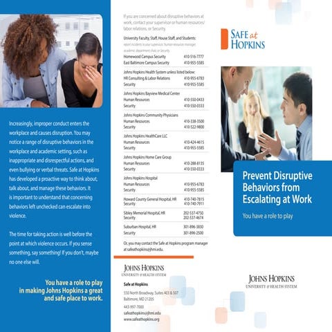 Prevent Disruptive Behavior from Escalating at Work (general awareness ...