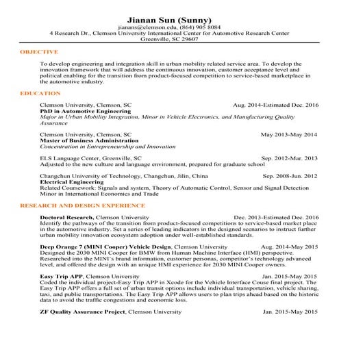 Jianan sun resume | PDF