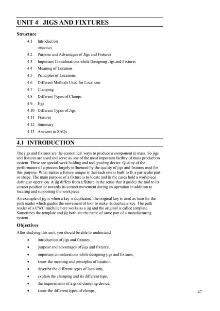 Jigs and fixtures design brief | PPT