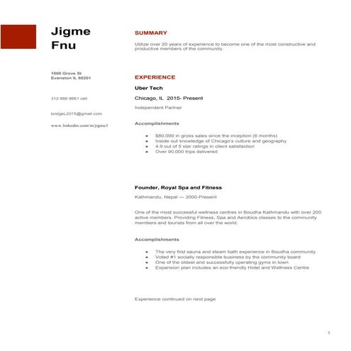 Jigme fnu chicago resume 2016 | DOC