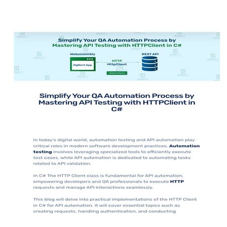 Simplify Qa Automation Master Api Testing With Client In C Pdf