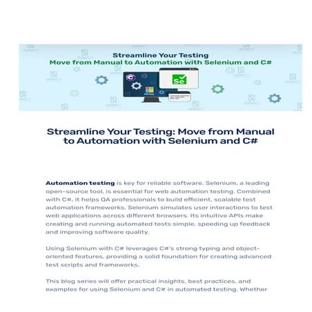 Streamline Testing Transition From Manual To Automation With Selenium