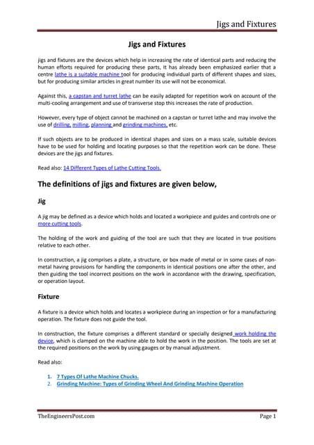 Jigs and Fixtures | PPT | Woodworking | Arts and Crafts