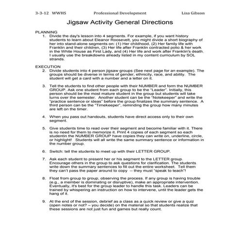 Jigsaw directions L_Gibson_2012 | PDF