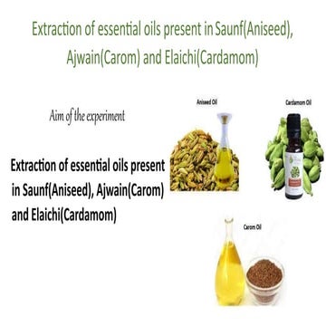 Chemistry Project Extraction of Essential Oils Present in Aniseed(Saunf ...