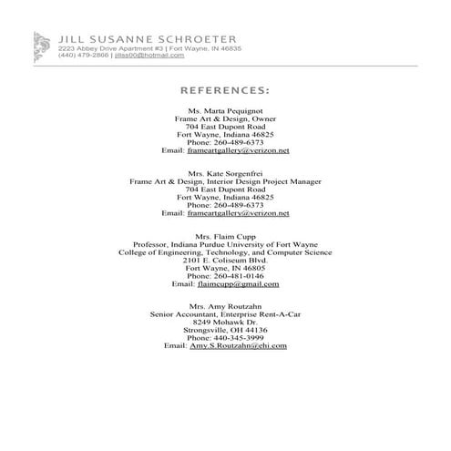 Jill Schroeter References | PDF