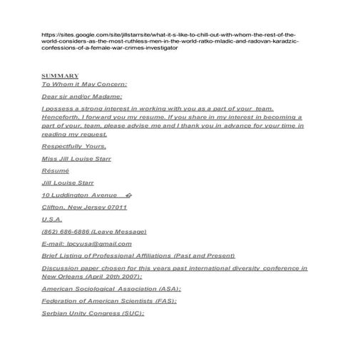 JILL STARR RESUME & CV | DOCX