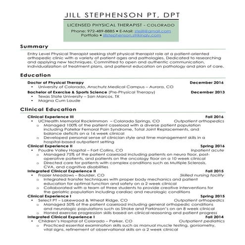 Stephenson, Jill Resume 2016 | PDF