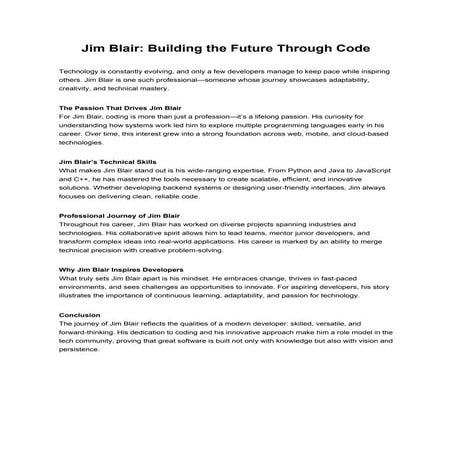 Jim Blair – Innovator, Developer, Visionary | PDF