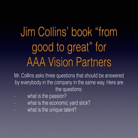 Jim Collins' three circles for aaa vision partners | PDF