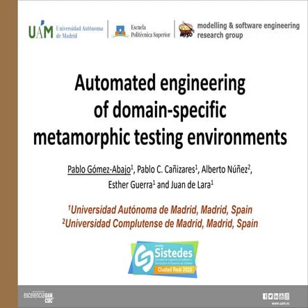 Automated Engineering Of Domain Specific Metamorphic Testing Environments Pdf Cloud 6347