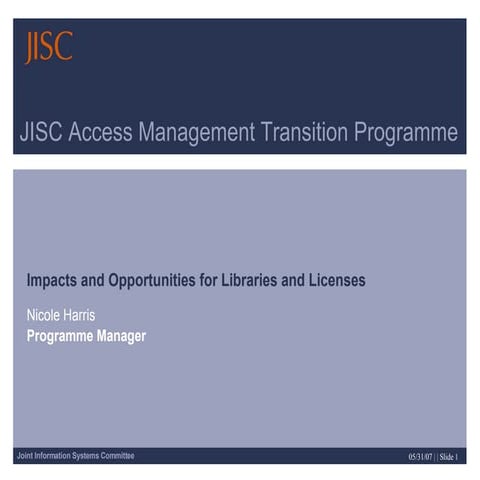 JISC License Workshop | PPT