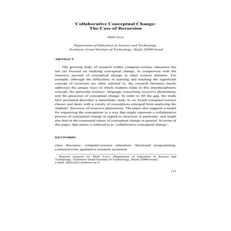 Collaboratve Conceptual Change : The Case of Recursion | PDF