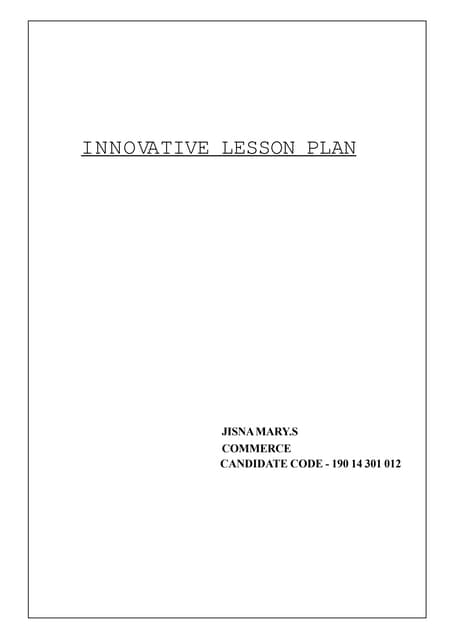 Innovative lesson plan power point presentation | PDF