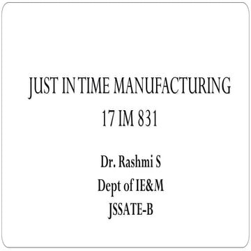 JUST IN TIME MANUFACTURING - module 1 | PDF