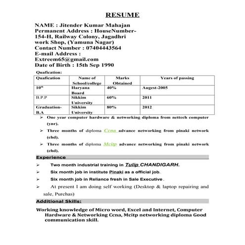 Jitender resume | DOC