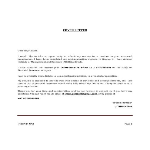 Jithin cv (1) new | DOC