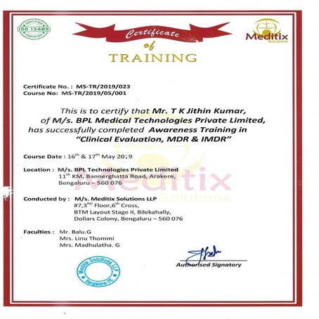 Awareness Training in " Clinical Evaluation, MDR & IMDR" | PDF