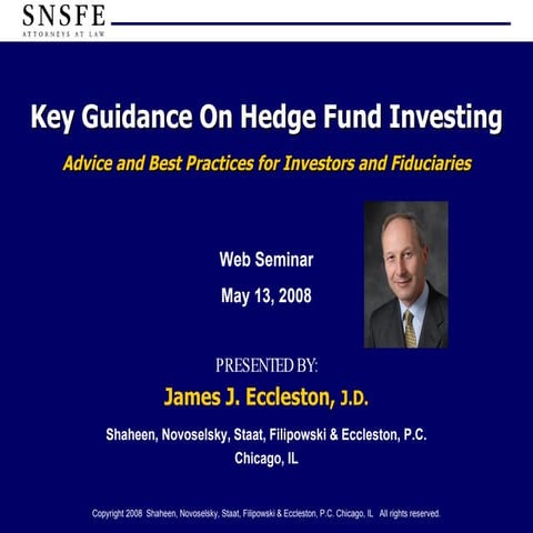 Key Guidance On Hedge Fund Investing | PPT