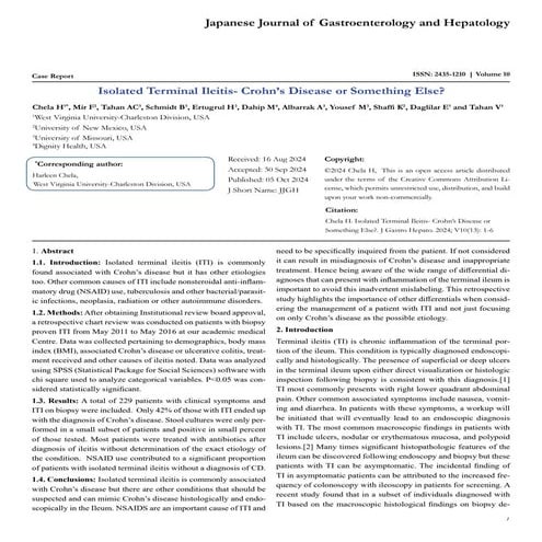 Isolated Terminal Ileitis- Crohn’s Disease or Something Else? | PDF