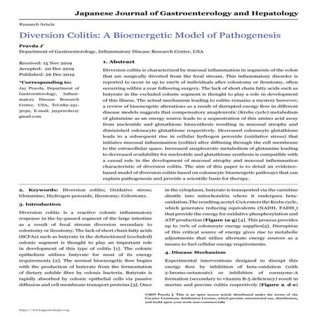 Diversion Colitis: A Bioenergetic Model of Pathogenesis | PDF