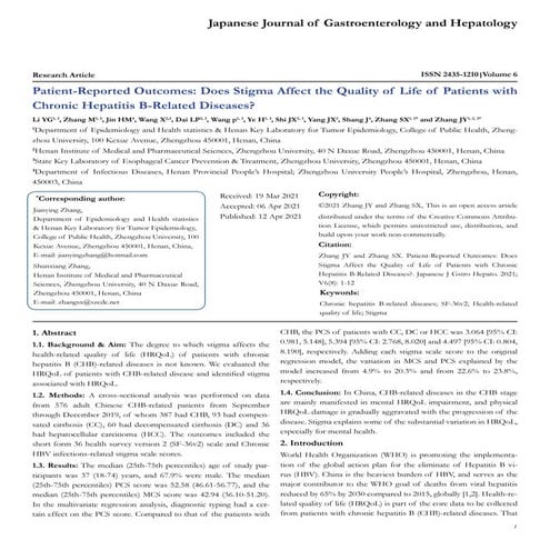 Patient-Reported Outcomes: Does Stigma Affect the Quality of Life of ...