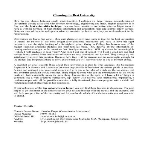 Choosing the Best University | PDF