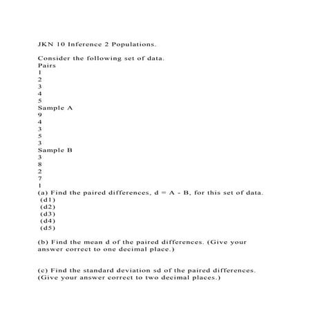 JKN 10 Inference 2 Populations.Consider the following set of d.docx