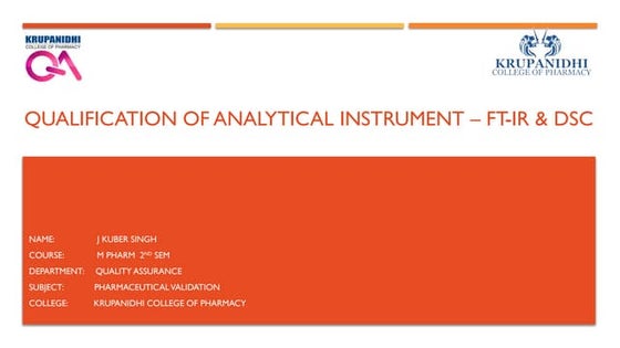 Qualification of analytical instrument of FTIR | PPT