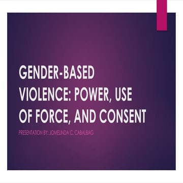 Gender, Power Dynamics and Gender Based Violence | PPTX