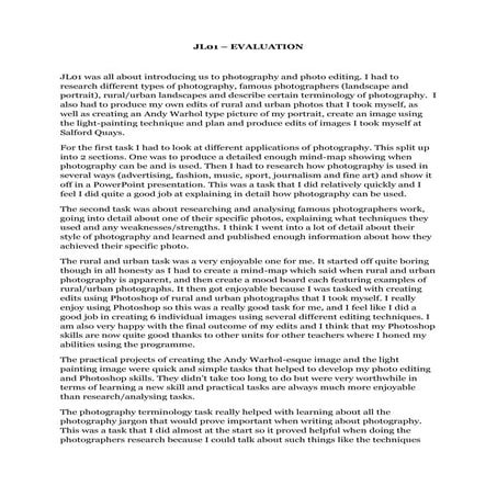 Evaluation unit 21 assignment 4 | DOCX