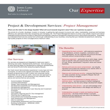 JLL - Project Management 2012 | PDF