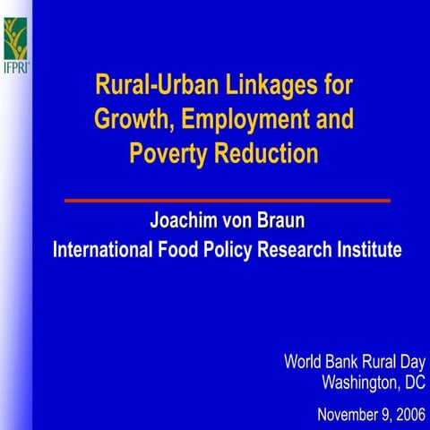 Rural-Urban Linkages for Growth, Employment and Poverty Reduction | PDF