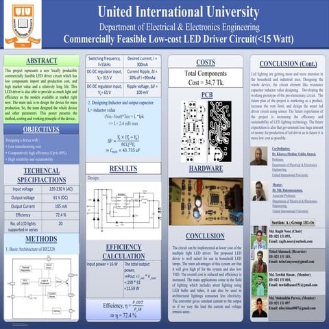 Commercially feasible low cost led driver circuit (15 watt) | PPT