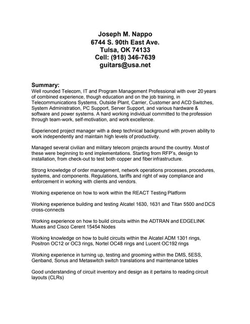 Joseph nappo 3 pic resume | PDF