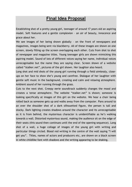 Step outline for film opening of The Possession | PPT