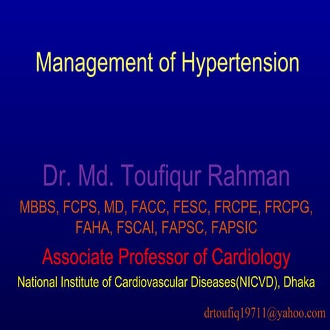 Management of Hypertension-Guide line | PPT