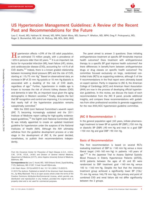The Hypertension Guidelines JNC 8 | PDF