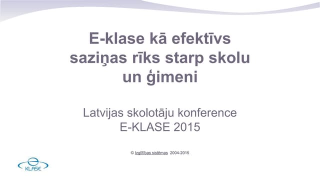 E-klases lietošana pirmsskolas izglītības iestādēs | PPTX
