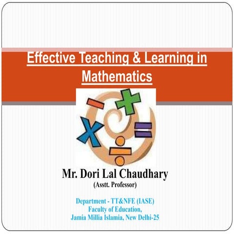 Teaching and Learning in mathematics | PPT