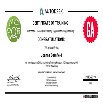 Joanna Barnfield General Assembly Certificate | PDF | Business ...