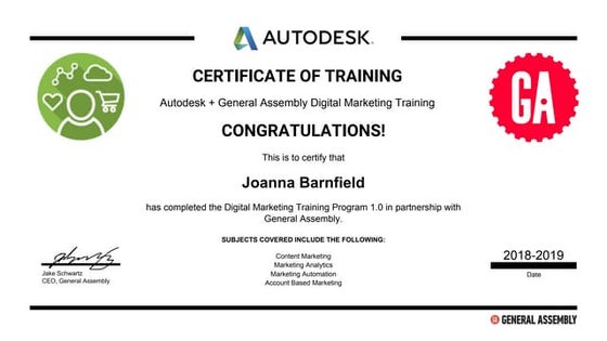 The digital garage certification joanna barnfield | PPT