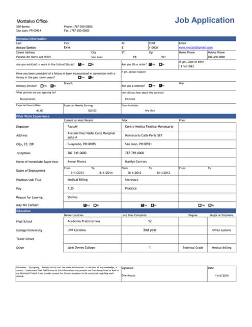 Job application form | PDF