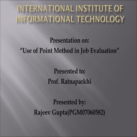 Job Evaluation Point Method | PPT